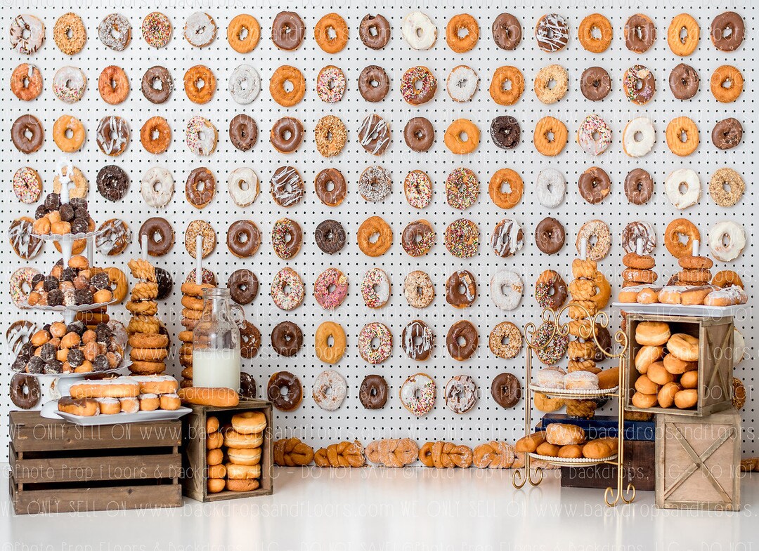 Donut Birthday Photography Backdrop - Donuts Milk, Donut Change ...