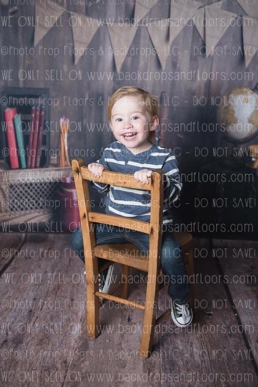 Rustic Back to School Photography Backdrop Books Globe | Etsy