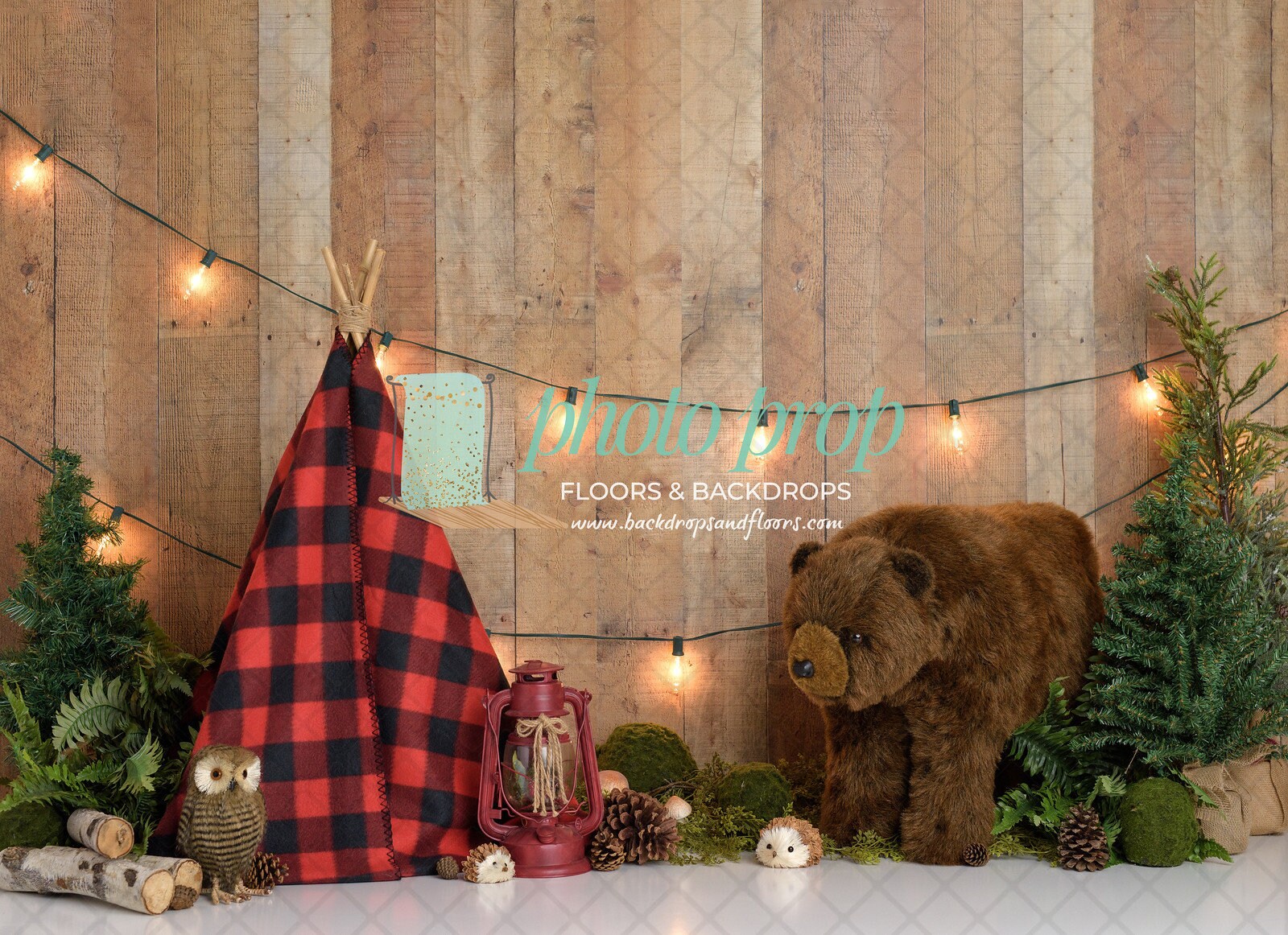 Woodland Animals Camping Photography Backdrop - Tepee , Teepee, Trees ...