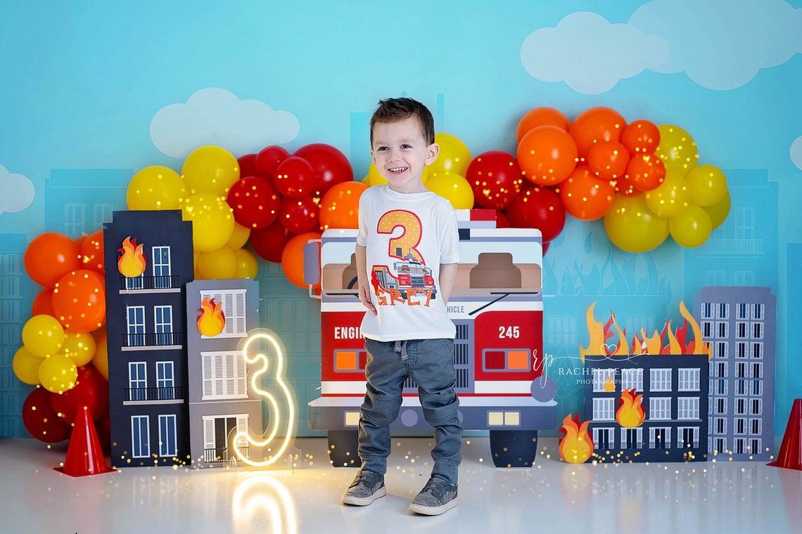 Fire Station Photography Backdrop Firefighter Fire Truck - Etsy