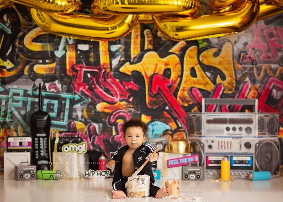 Hip Hop Graffiti Brick Wall Graffiti Wall Backdrop Dynamic Art Brick