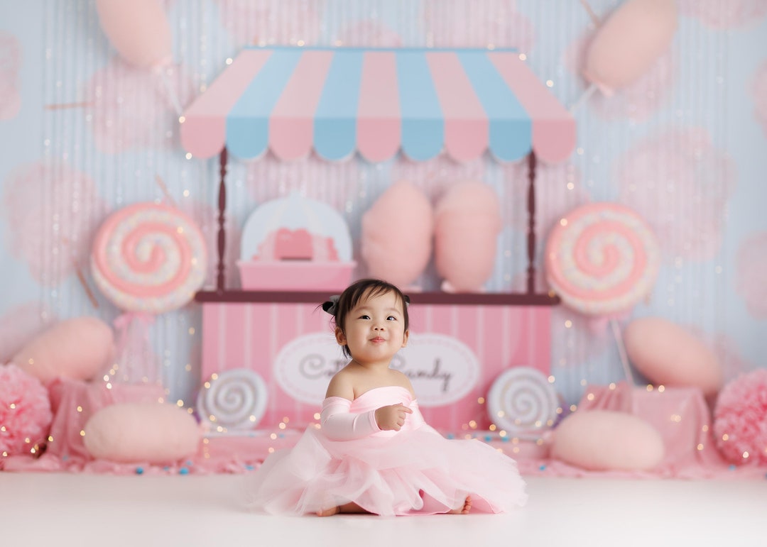 Cotton Candy Stand Photography Backdrop - Shop, Store, Cart, Two Sweet ...