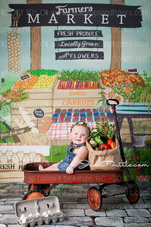 Farmers Market Photography Backdrop Fruit & Vegetable Stand | Etsy