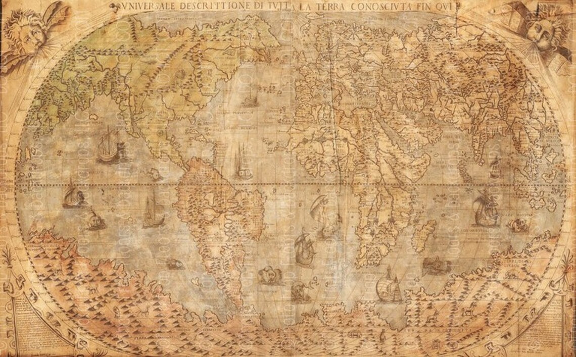 Aged Vintage Map Photography Backdrop Pirate Buried | Etsy