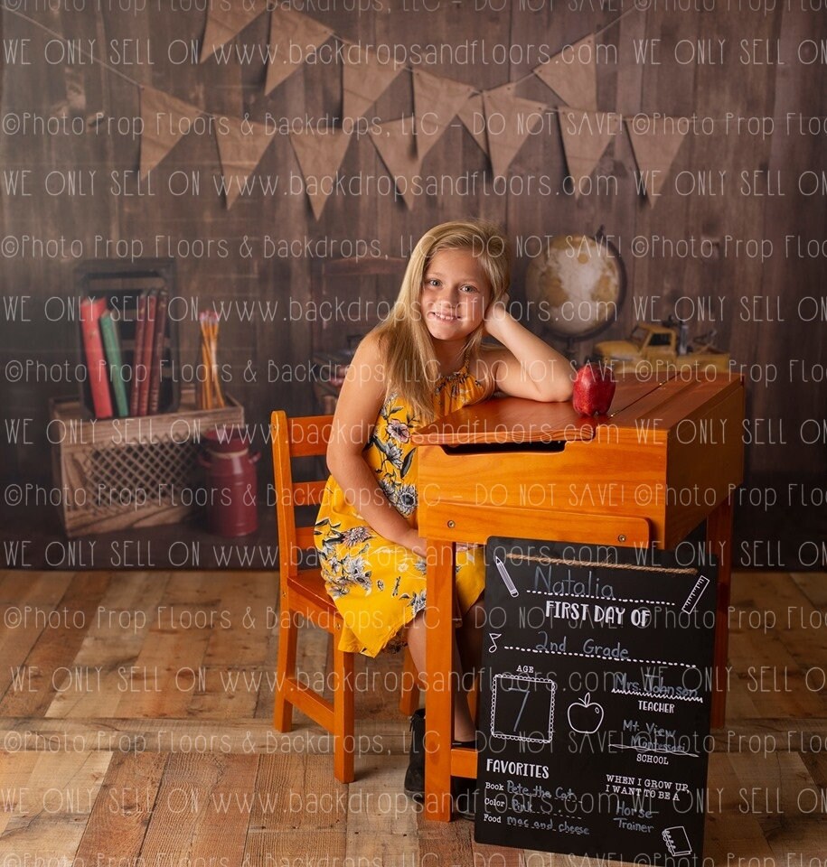 Rustic Back to School Photography Backdrop Books Globe | Etsy