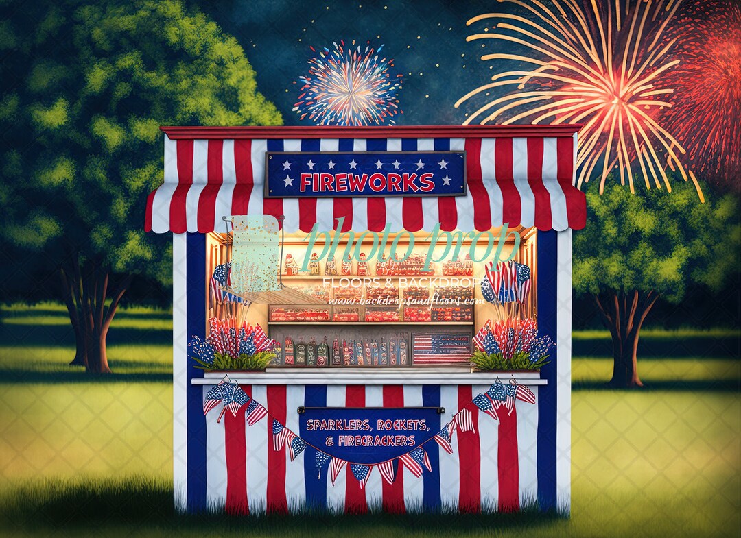 Fireworks Stand Photography Backdrop Patriotic, American, Red, White ...