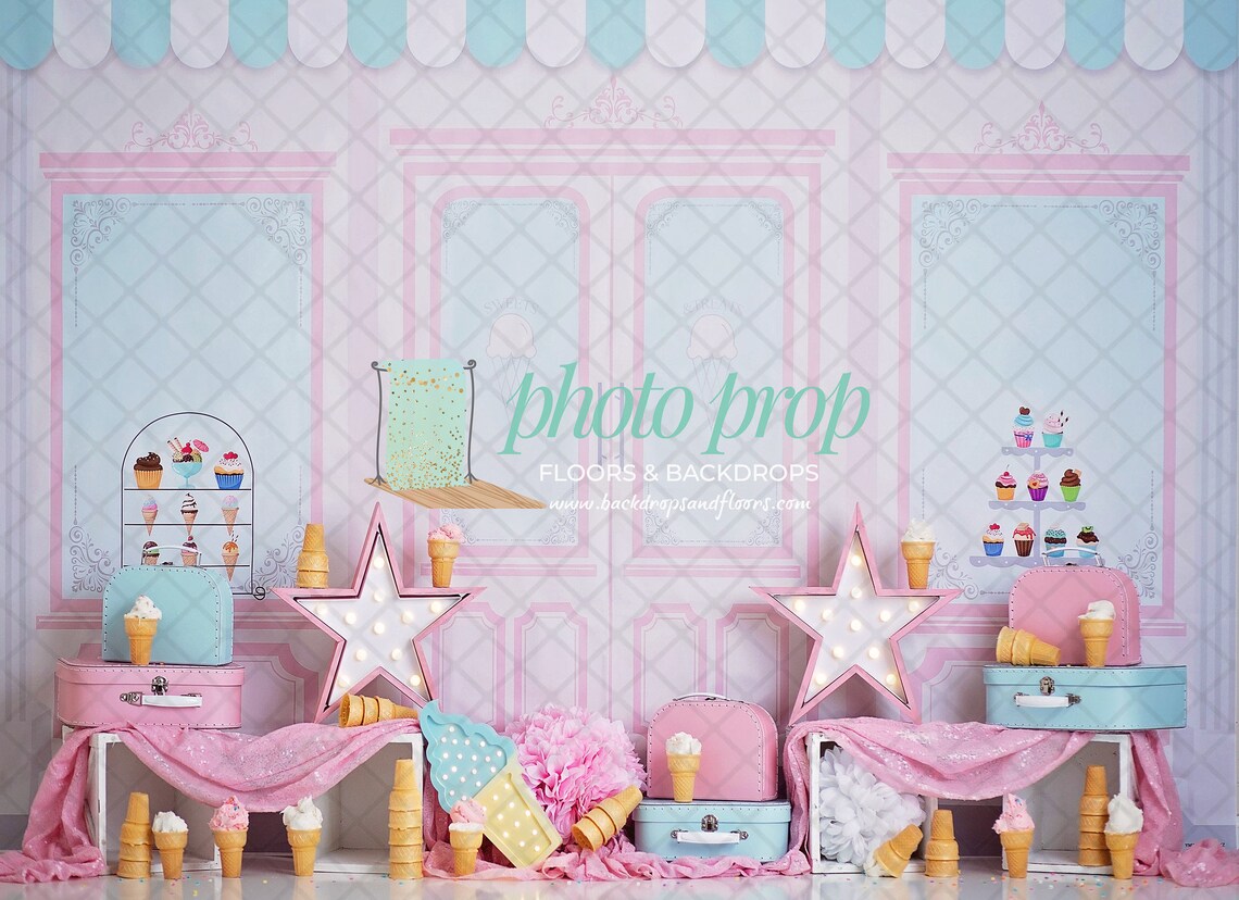 Ice Cream Shop Photography Backdrop Shoppe Sundae Cones - Etsy