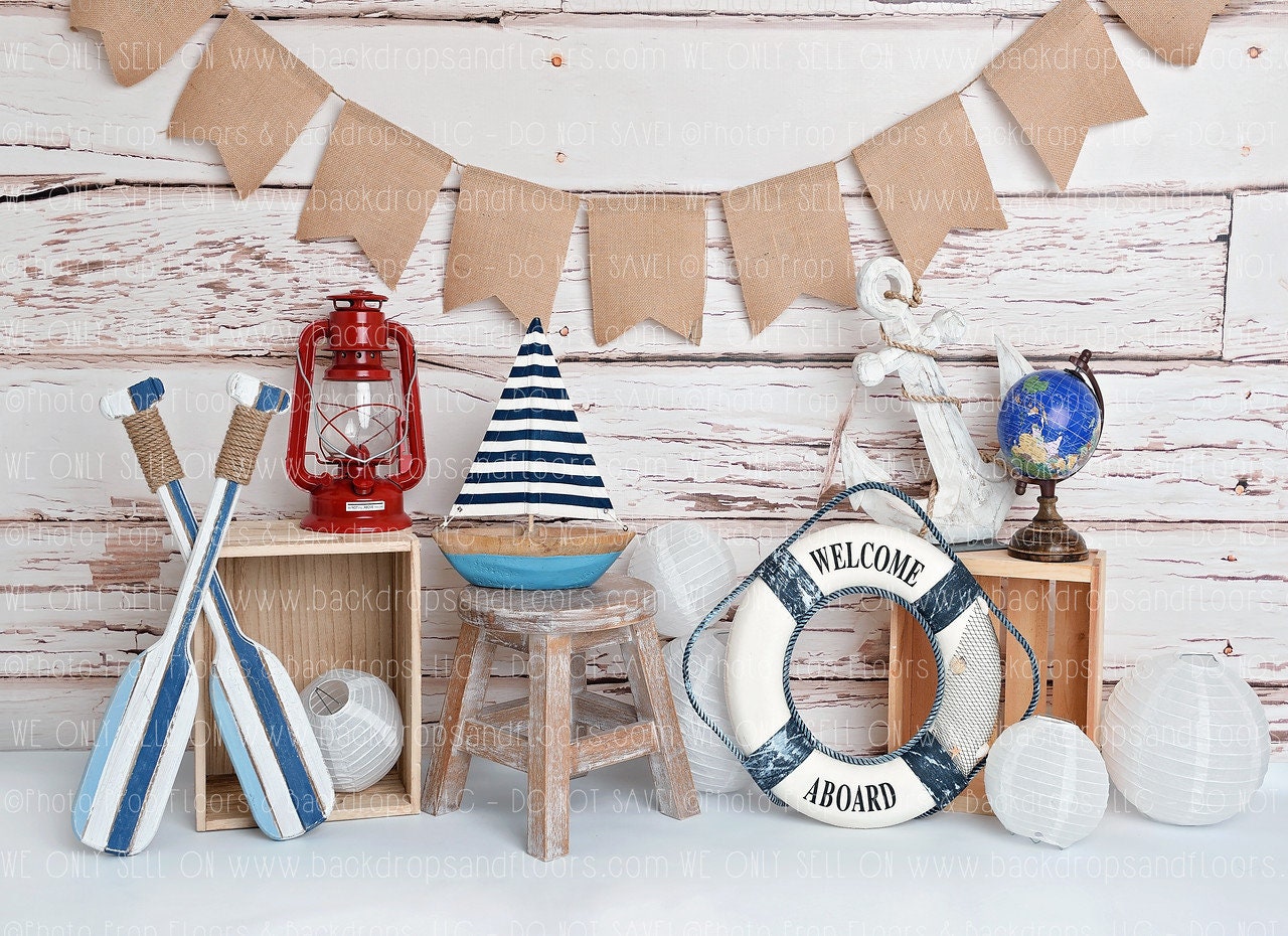 Nautical Photography Backdrop - Birthday, Boats, Buoy, Anchor ...