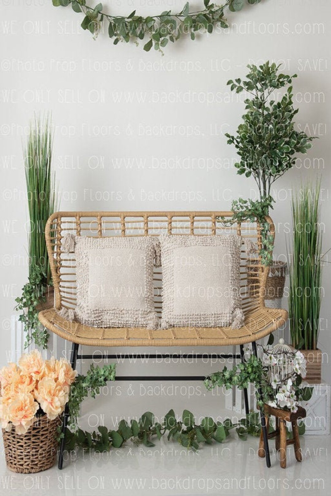 DIGITAL DOWNLOAD: Backdrop, Background W/ Props, Boho, Bohemian, Wicker ...
