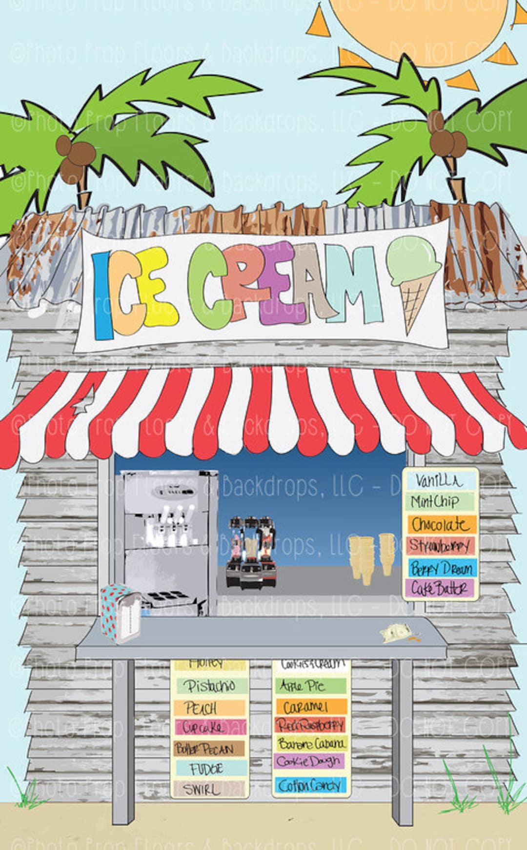 DIGITAL DOWNLOAD: Backdrop, Background, Ice Cream Shop, Stand, Summer ...