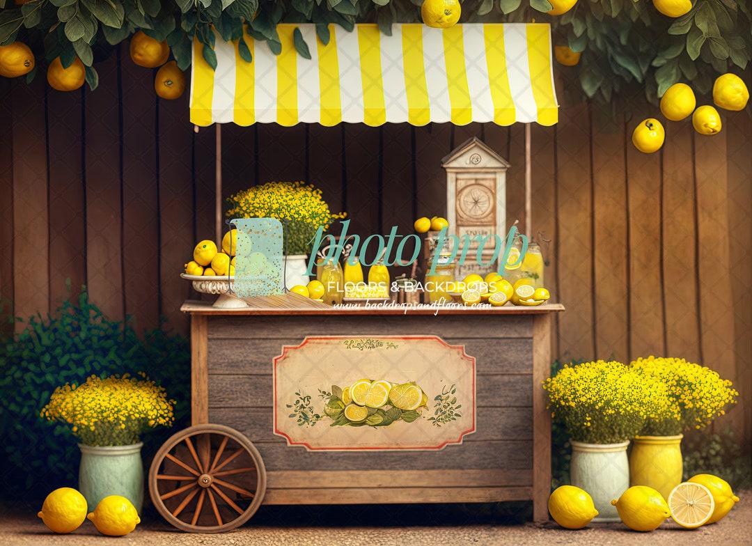 Lemonade Stand Photography Backdrop - Summer Time, Lemon, Sunshine ...
