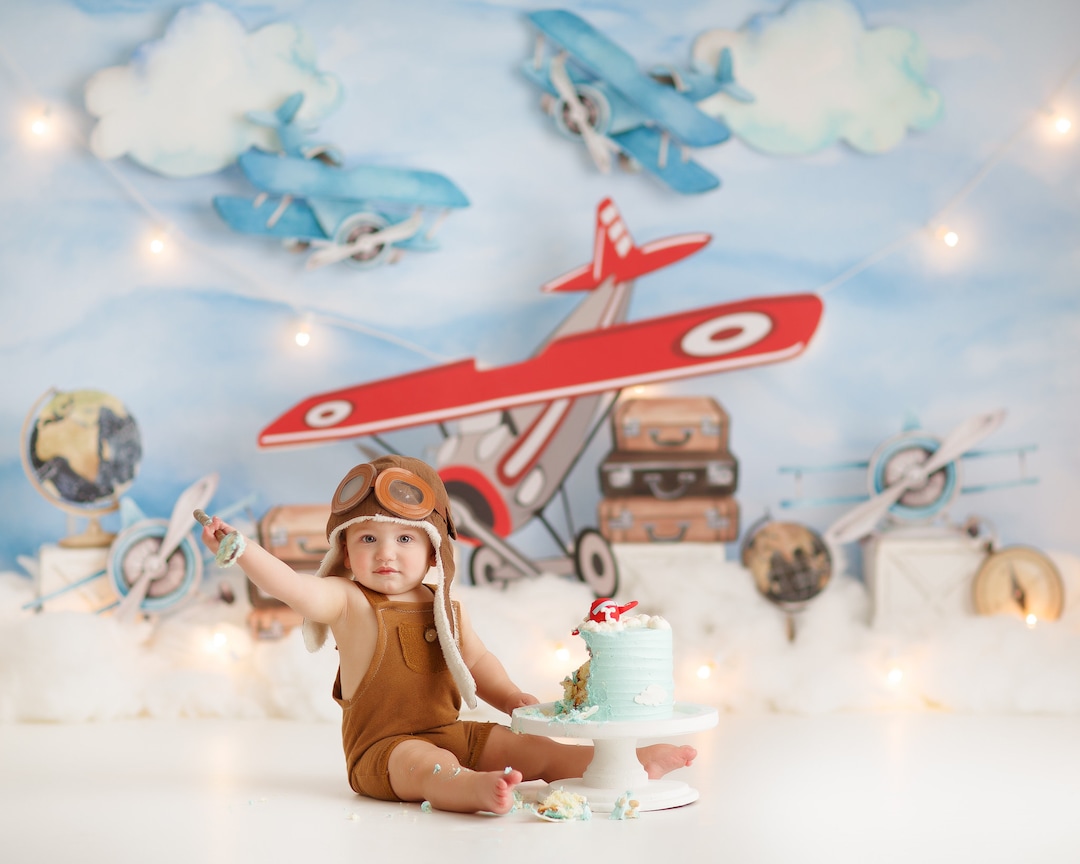Time Flies Airplane Photography Backdrop - Vintage, Flying, Sky, Pilot ...