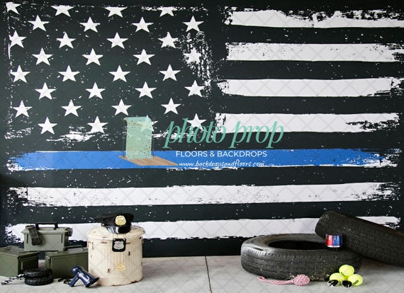 K9 Police Dog Themed Blue Line Flag Photography Backdrop - Etsy