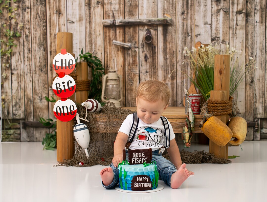 Gone Fishing Photography Backdrop - Dock, Lake, Rustic, Net, Catch ...