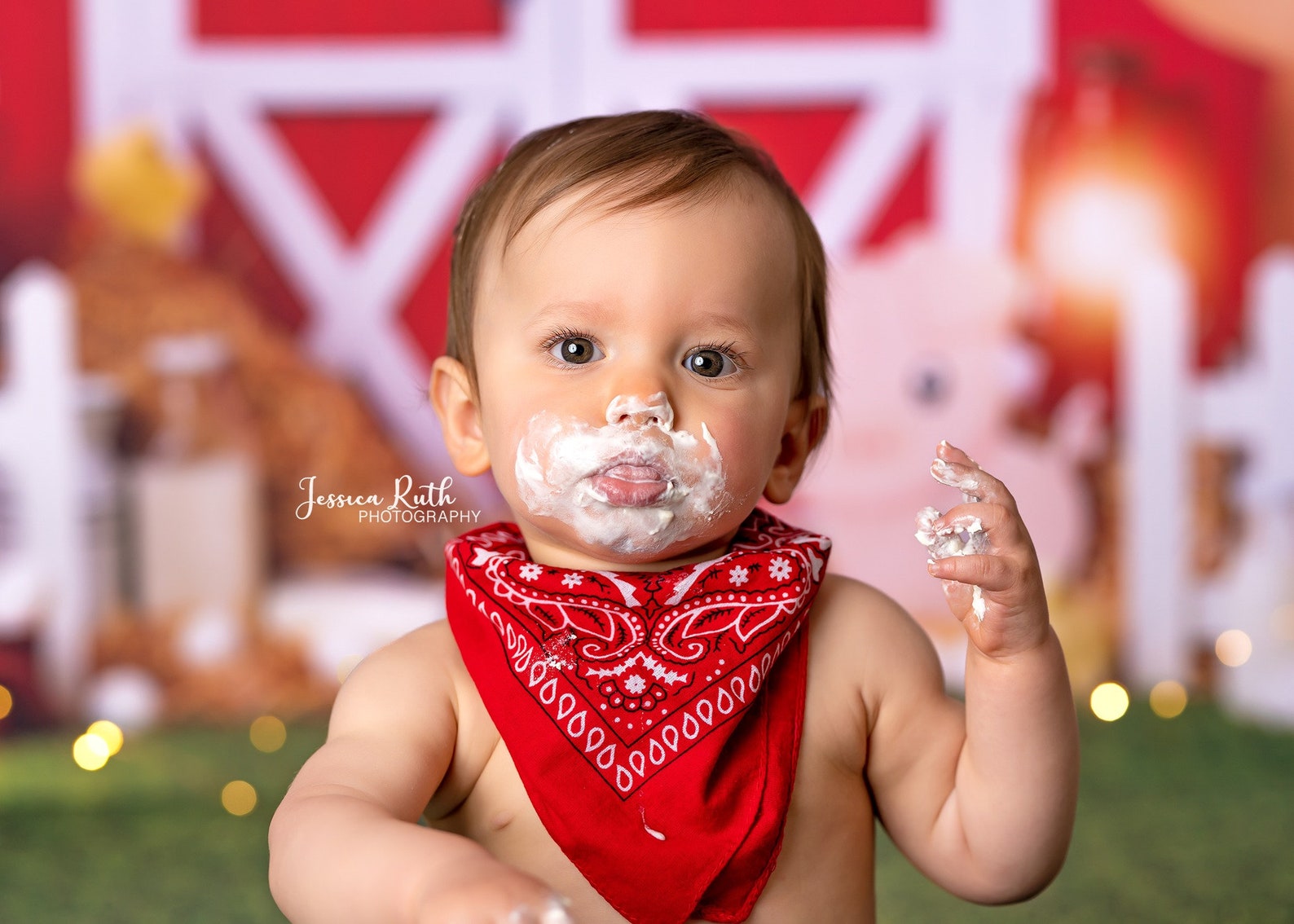 Red Barn & Farm Animals Photography Backdrop Apple Trees - Etsy