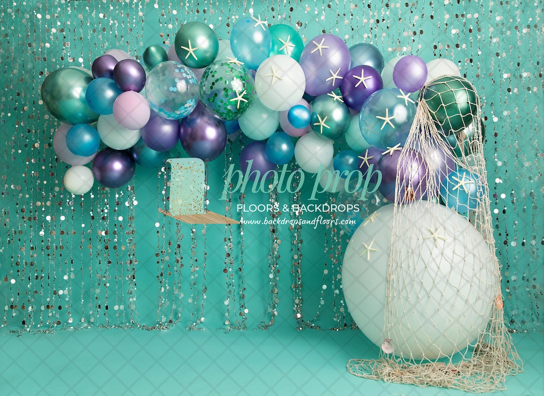 Shimmery Mermaid Photography Backdrop - Balloon Garland, Arch, Beach ...