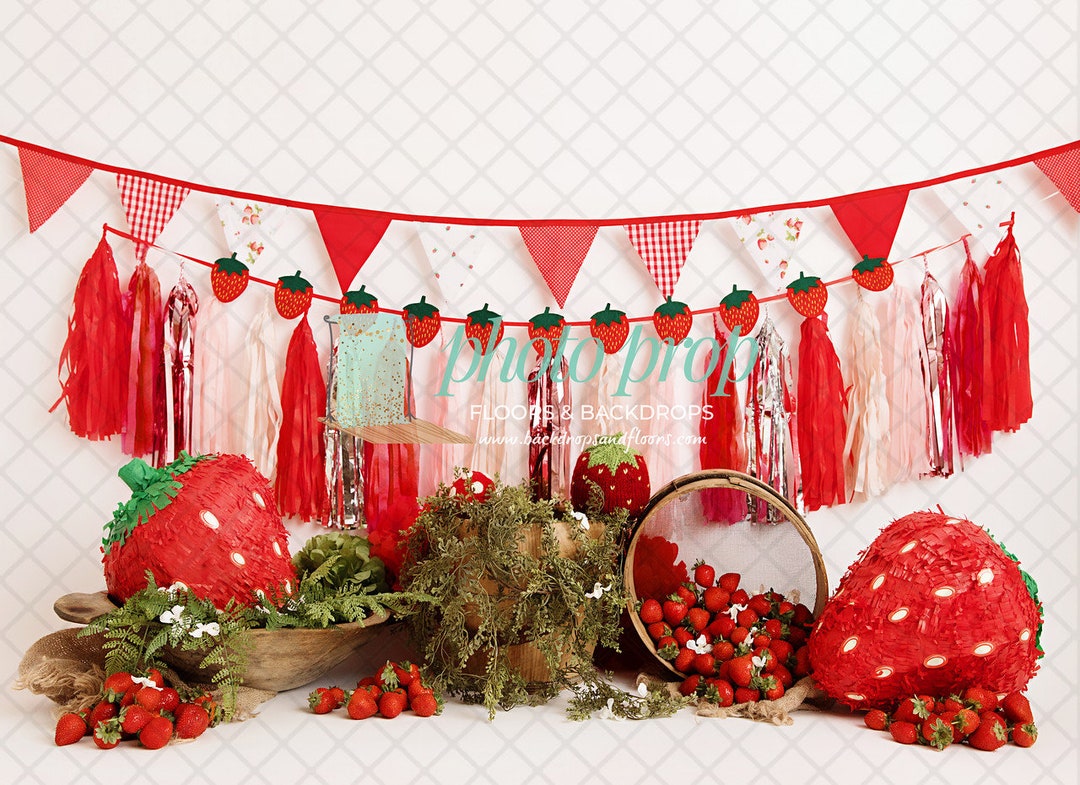 Strawberry Photography Backdrop, Strawberries, Two Sweet Fresh Picked ...