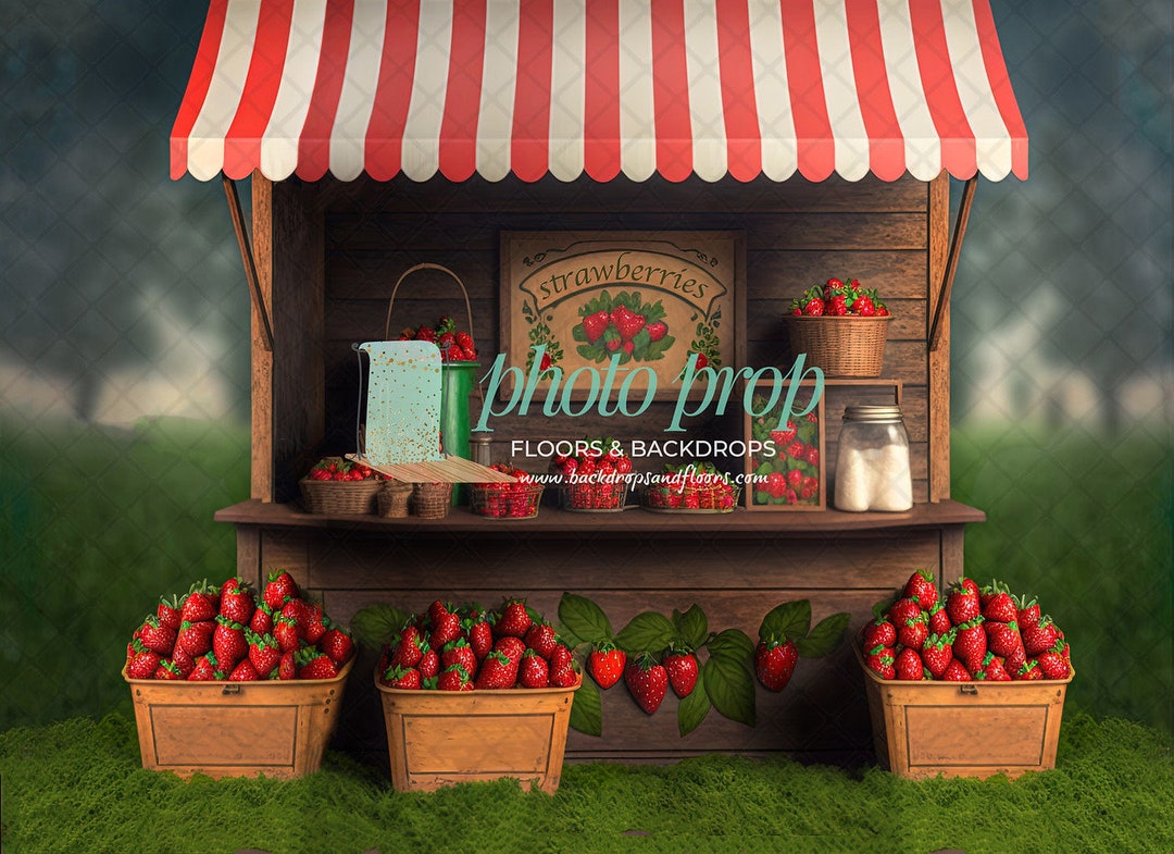 Strawberry Farmers Market Farm Stand Photography Backdrop, Strawberries ...