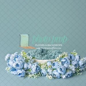 Newborn DIGITAL BACKDROP: Light Blue Peonies, Periwinkle, Flowers ...