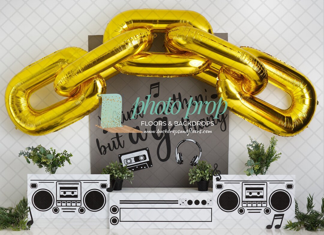 Hip Hop Photography Backdrop - Music, Boom Boxes, Headphones, Rap, Gold ...