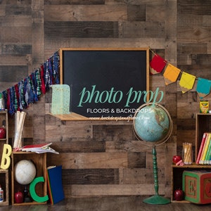 Back to School Chalkboard Photography Backdrop - Books, Globe, Pencils ...