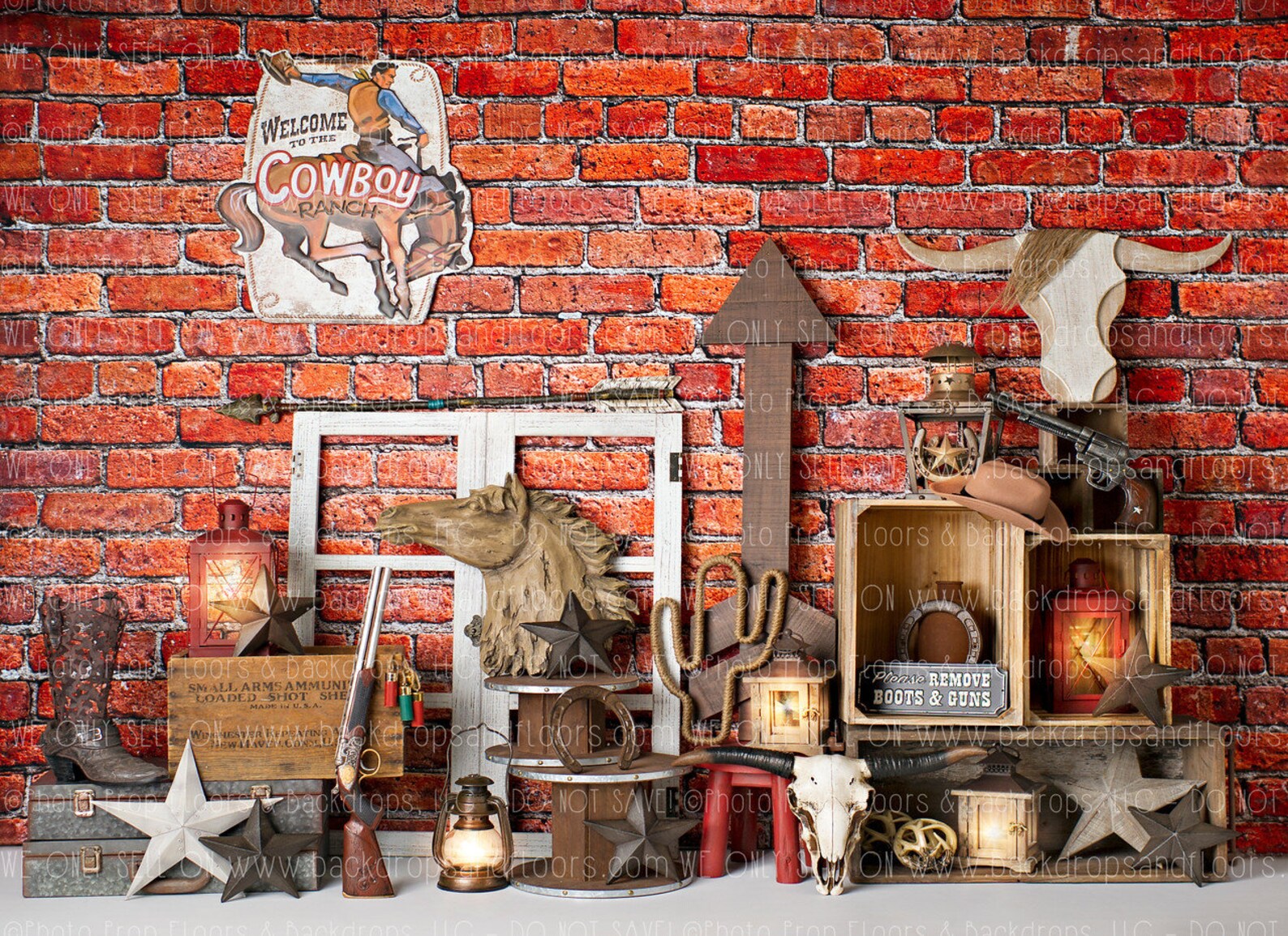 Cowboy Ranch Western Photography Backdrop Hat Boot Ranch - Etsy
