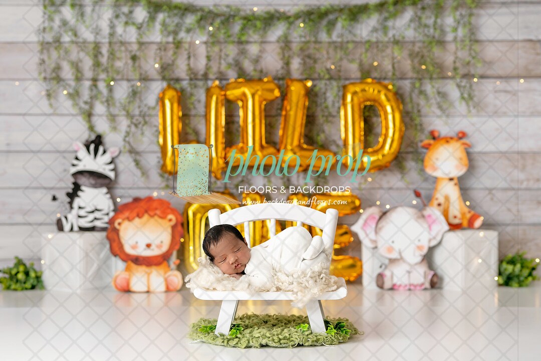 Newborn DIGITAL BACKDROP: Wild One, Jungle Animal, Balloon, Safari ...