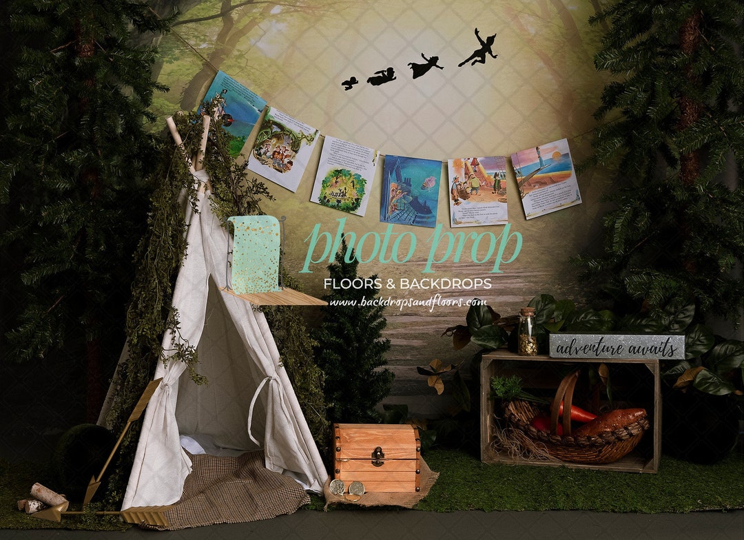 Peter Pan Photography Backdrop - Captain Hook, Fly, Tree House ...