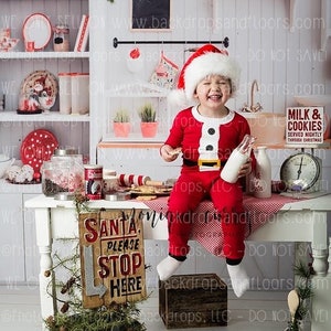 Christmas Kitchen Photography Backdrop - Mrs Claus, Santa, Holiday ...