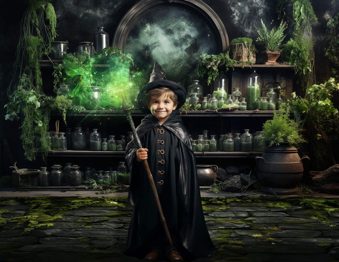 Halloween Witches Brewing Photography Backdrop - Apothecary, Bottles ...