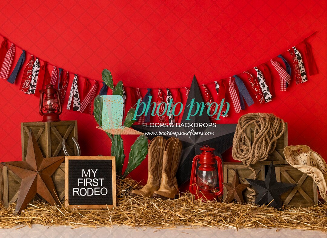 Rodeo Western Photography Backdrop - Cowboy, Ranch, Hat, Boot, Ranch ...
