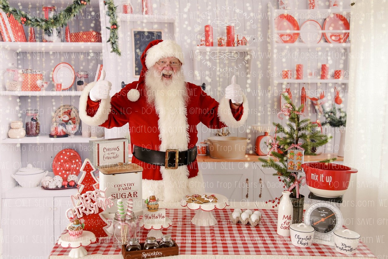 Christmas Kitchen Photography Backdrop Mrs Claus Santa | Etsy