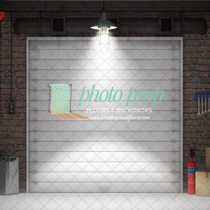 Garage Door Photography Backdrop - Tools, Grease, Gas Station, Auto ...