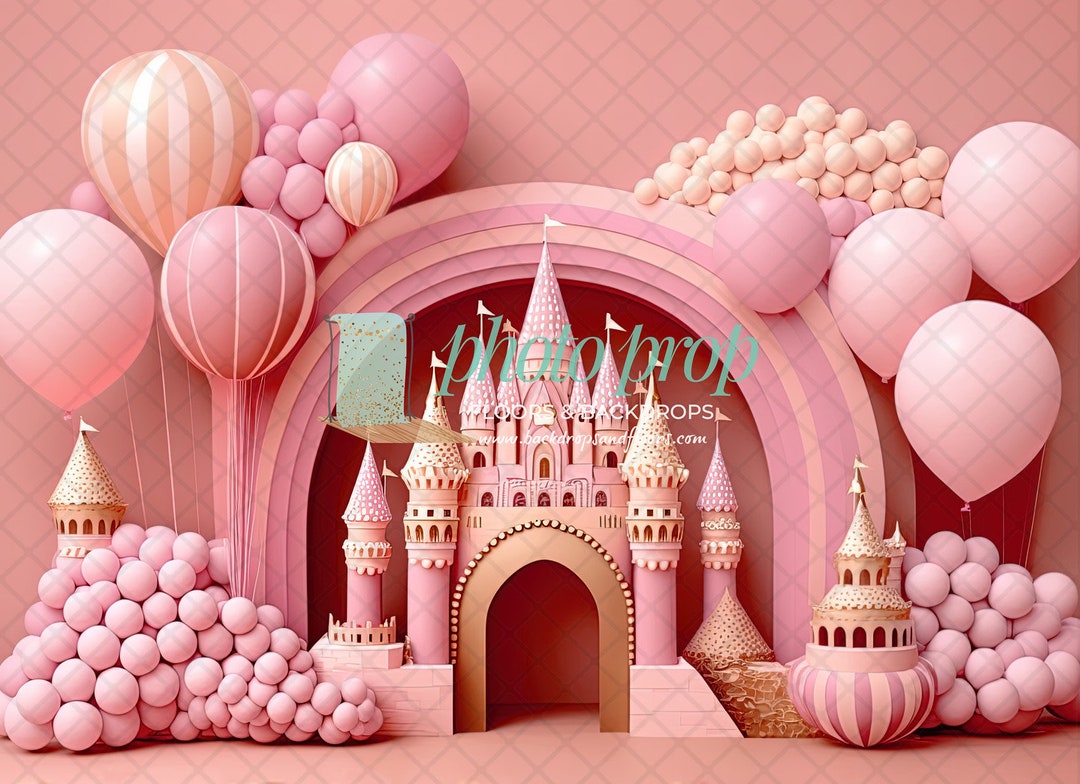 Surreal Gold & Pink Castle Photography Backdrop - Princess, Queen ...