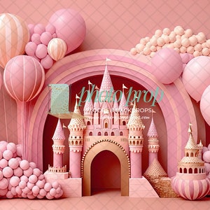 Surreal Gold & Pink Castle Photography Backdrop Princess, Queen, Royal ...
