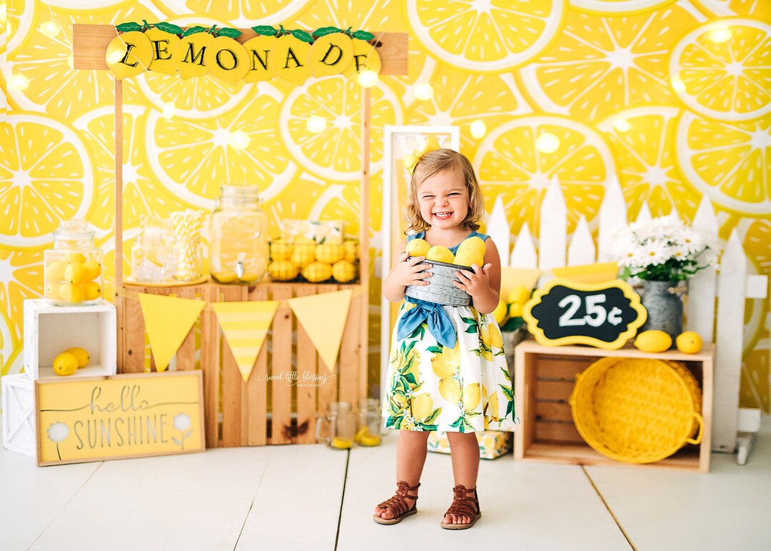 Lemonade Stand Photography Backdrop - Summer Time, Lemon, Sunshine ...