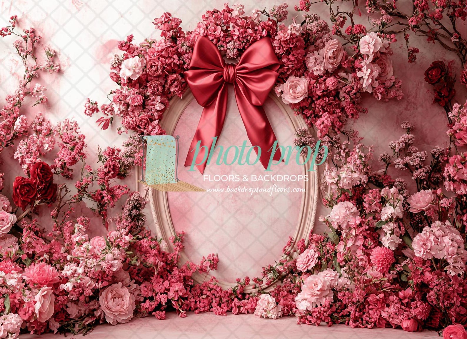 Extra Large Oval Frame and Large Pink Bow Photography Backdrop ...