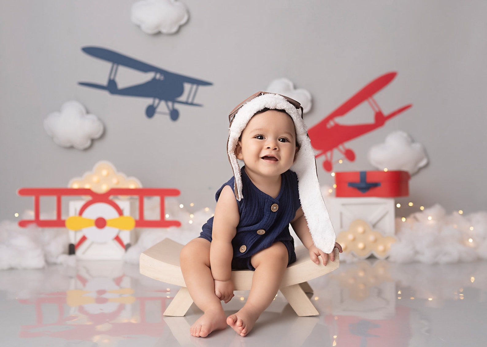 Time Flies Airplane Photography Backdrop - Flying, Sky, Pilot, Red ...