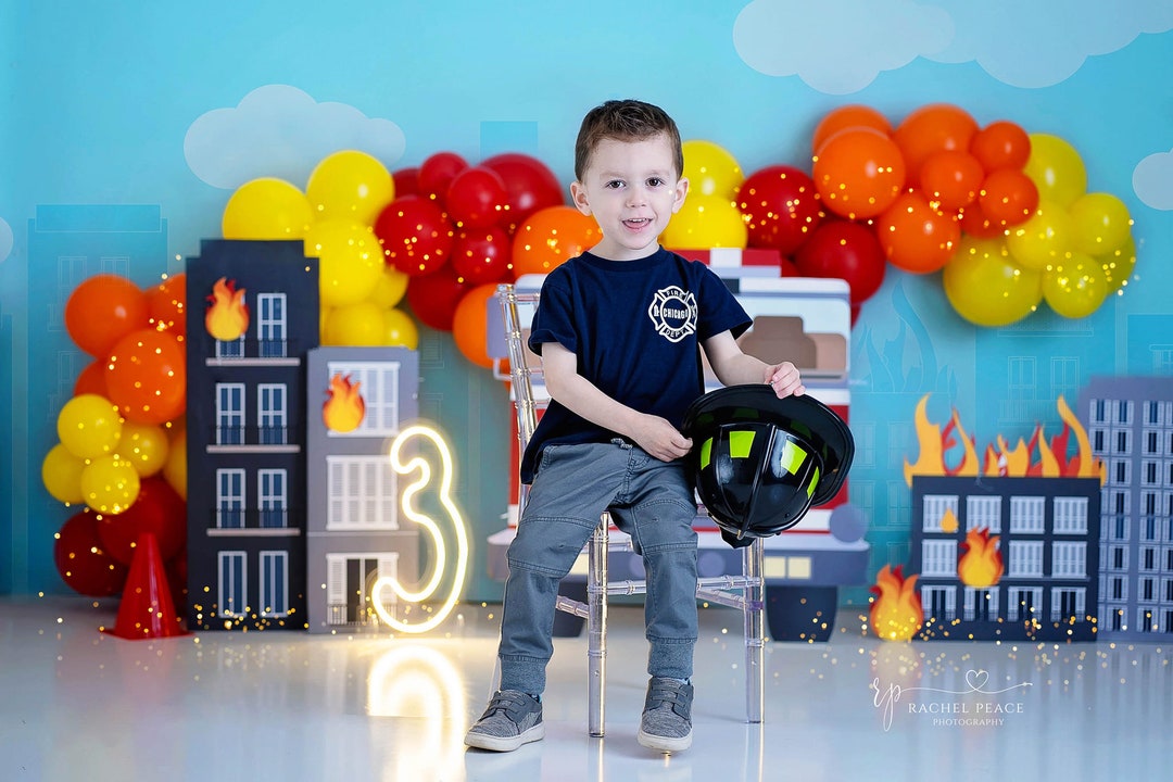 Fire Station Photography Backdrop - Firefighter, Fire Truck, Firemen ...