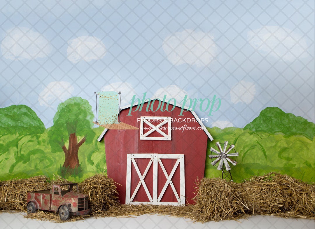 Red Barn Photography Backdrop - Farm, Birthday, Cake Smash, Wind Mill ...