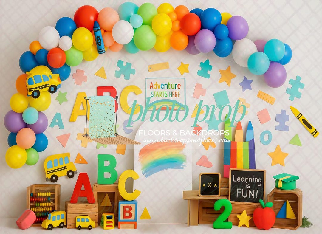 Back to School Photography Backdrop - Classroom, Chalkboard, Crayons ...