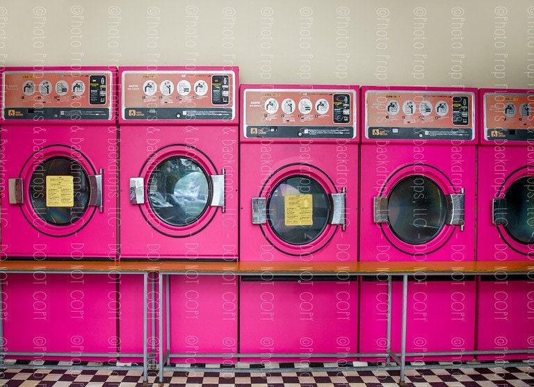 Hot Pink Laundromat Digital Photography Backdrop, Childrens Cake Smash ...