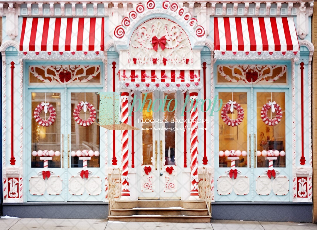 Peppermint Christmas Candy Shop Photography Backdrop - Red, White ...