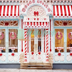 Peppermint Christmas Candy Shop Photography Backdrop - Red, White ...