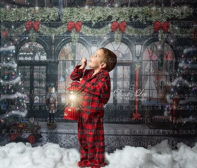 Christmas Storefront Photography Backdrop Santa's | Etsy