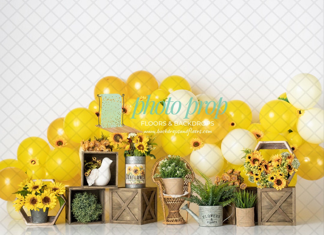 Sunflowers Photography Backdrop, Yellow Flowers, Summer Floral Spring ...