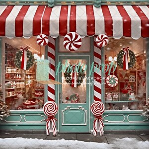 Peppermint Christmas Candy Shop Photography Backdrop - Red, Green ...