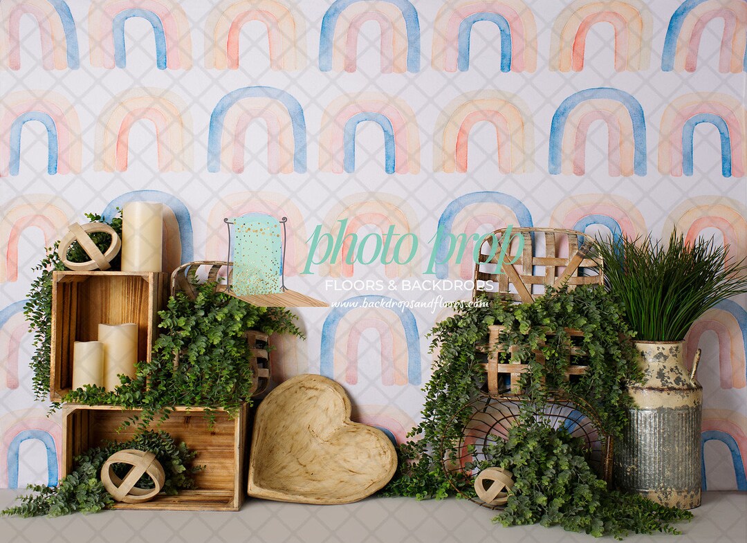 Boho Rainbow Photography Backdrop - Bohemian, Vintage, Cake Smash ...