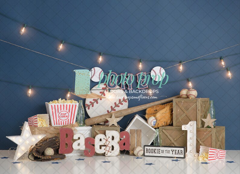 Vintage Baseball Photography Backdrop - Bat, Play Ball, Rookie, Popcorn ...