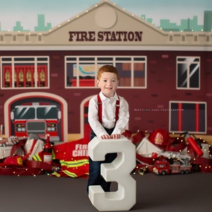 Fire Station Photography Backdrop - Firefighter, Fire Truck, Firemen ...
